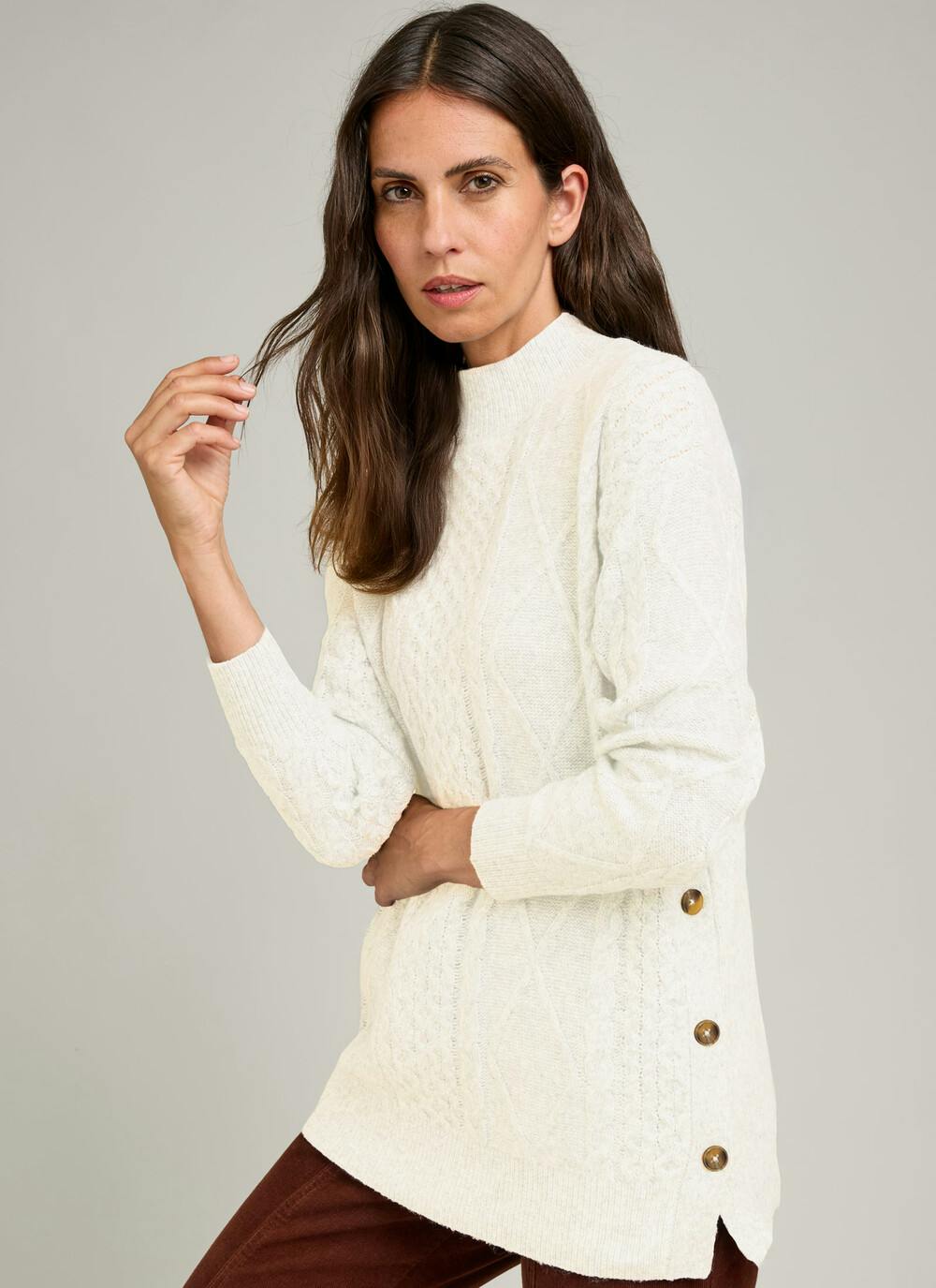 Wool Blend Longline Turtle Neck Jumper | EWM
