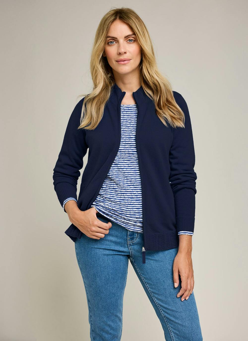 Merino Wool Zip Front Cardigan | EWM
