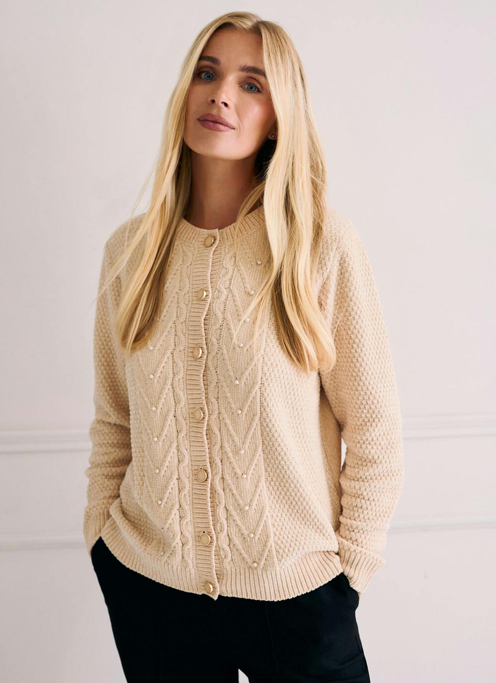 Chenille Embellished Cardigan | EWM