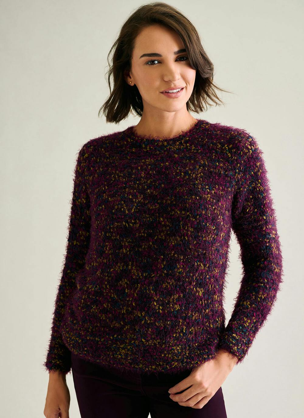 Bobble Knit Crew Neck Jumper | EWM