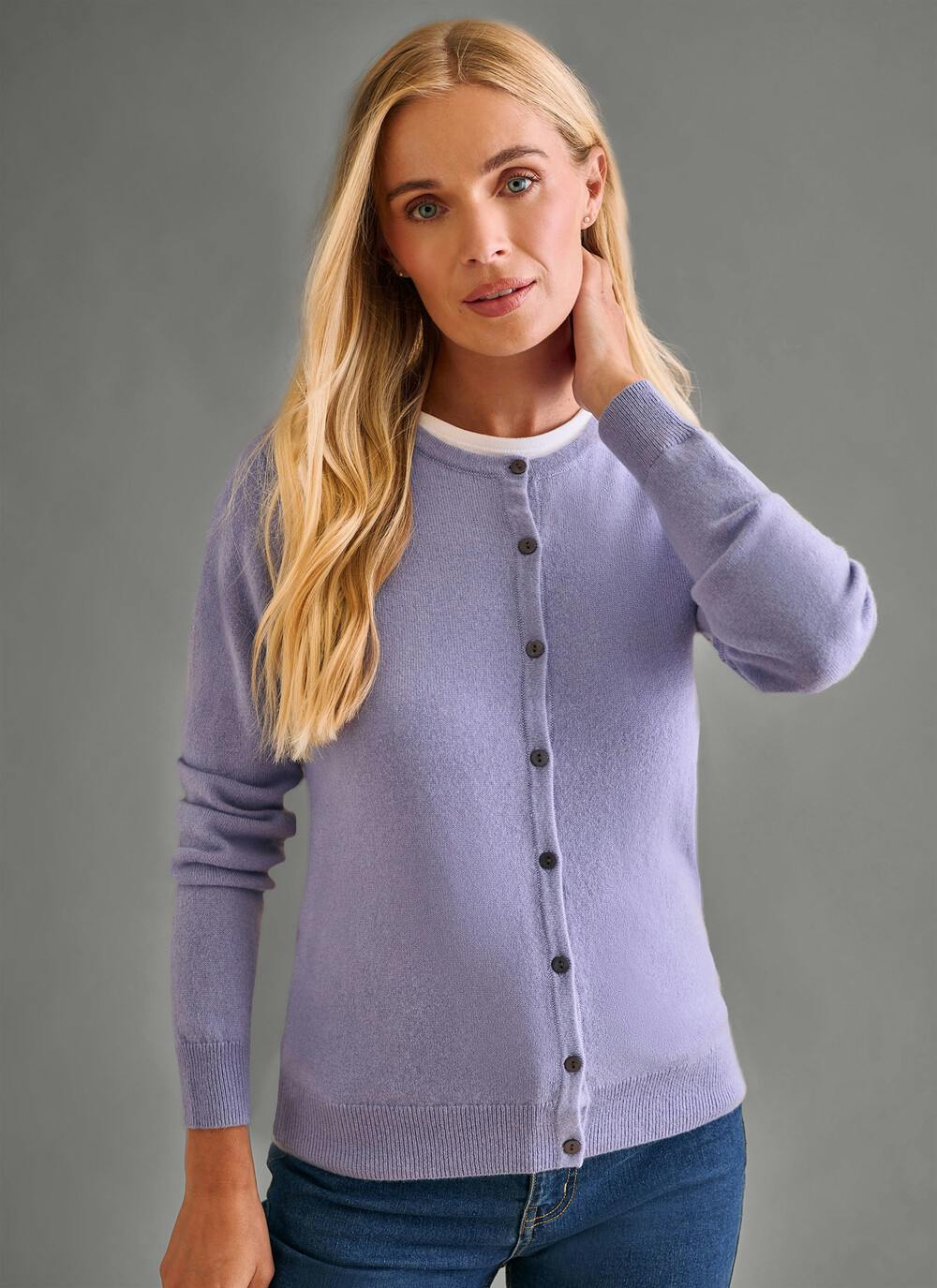 Pure Cashmere Classic Crew Neck Cardigan | EWM