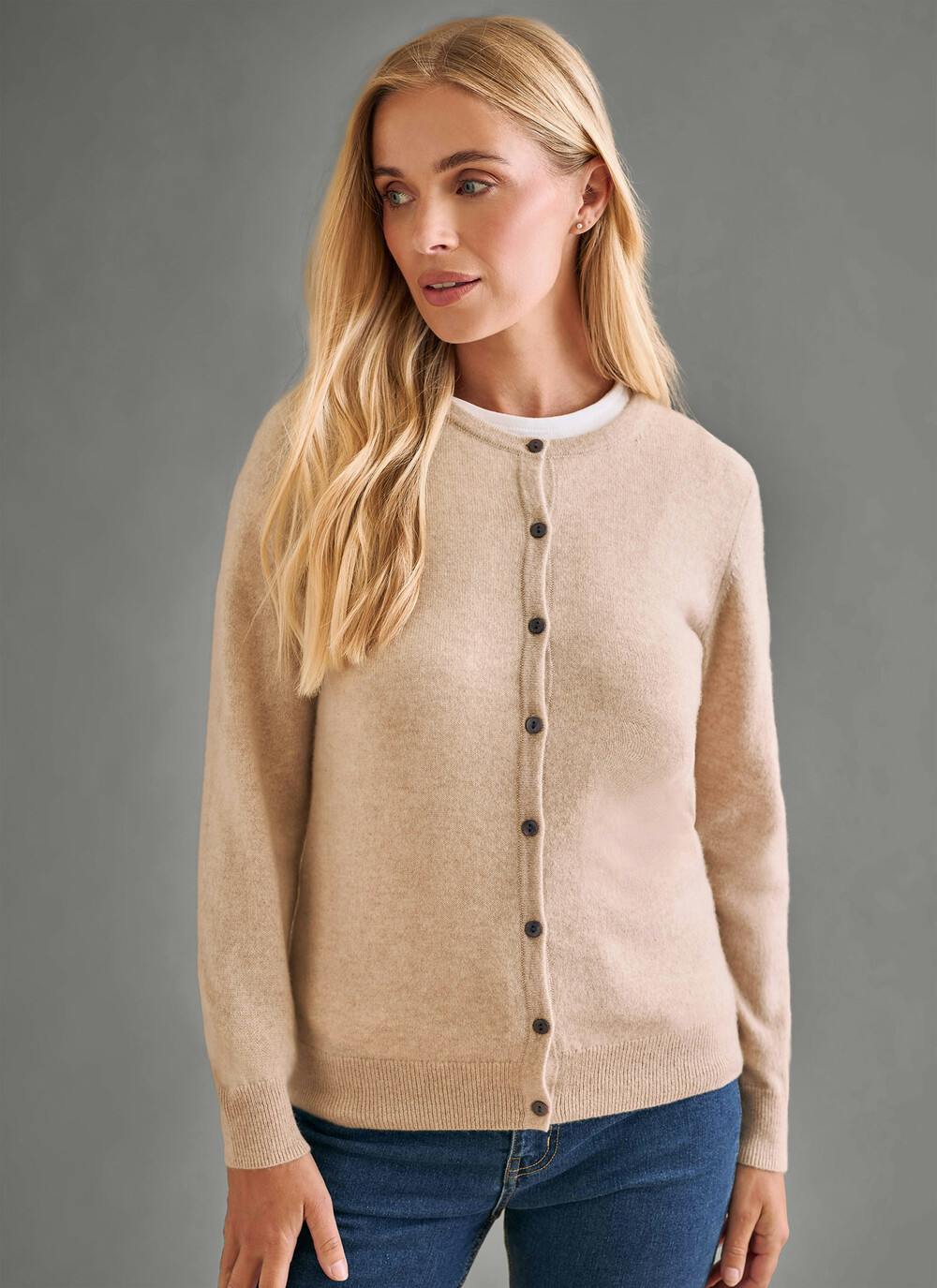 Pure Cashmere Classic Crew Neck Cardigan | EWM