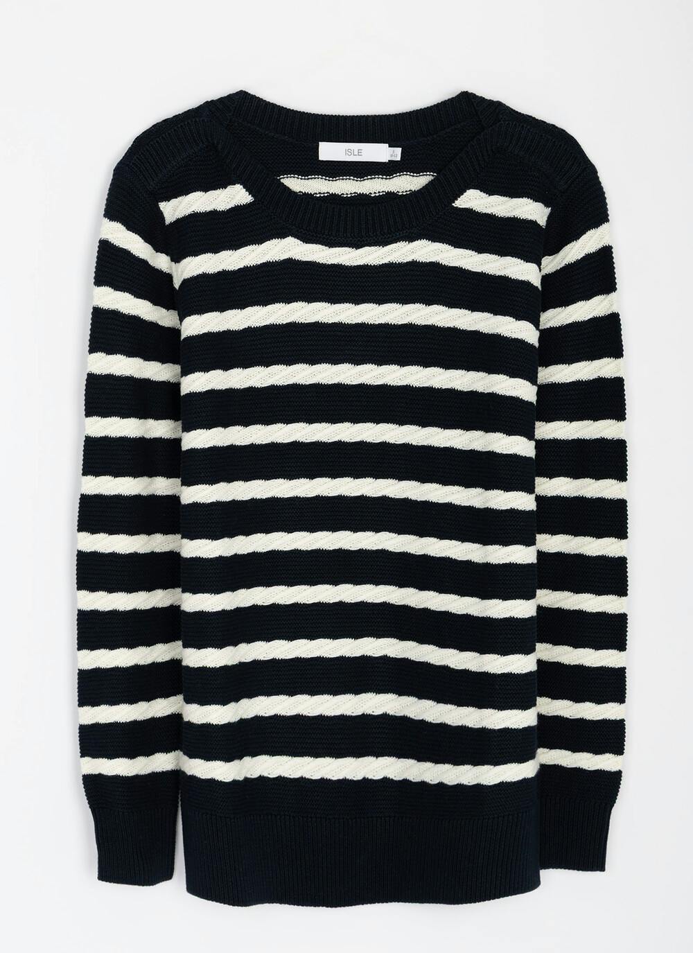 Cotton Blend Striped Boat Neck Jumper | EWM
