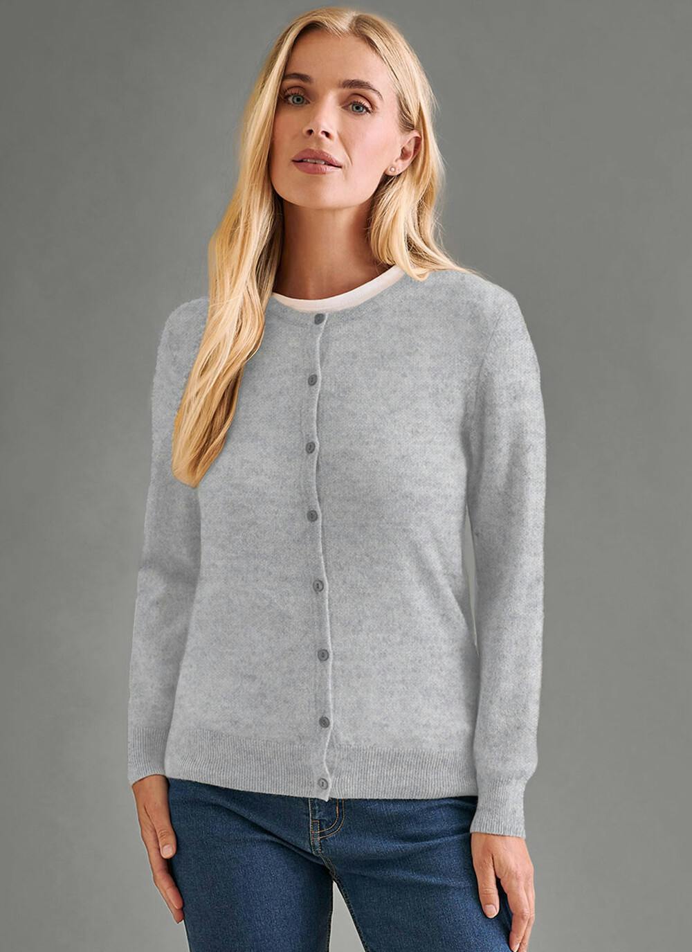 Pure Cashmere Classic Crew Neck Cardigan | EWM