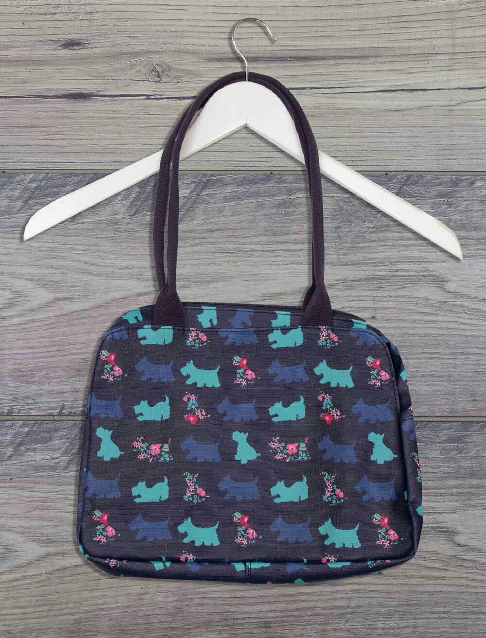 Female Country Rose Scottie Dog Print Convertible Bag | Mid Navy ...