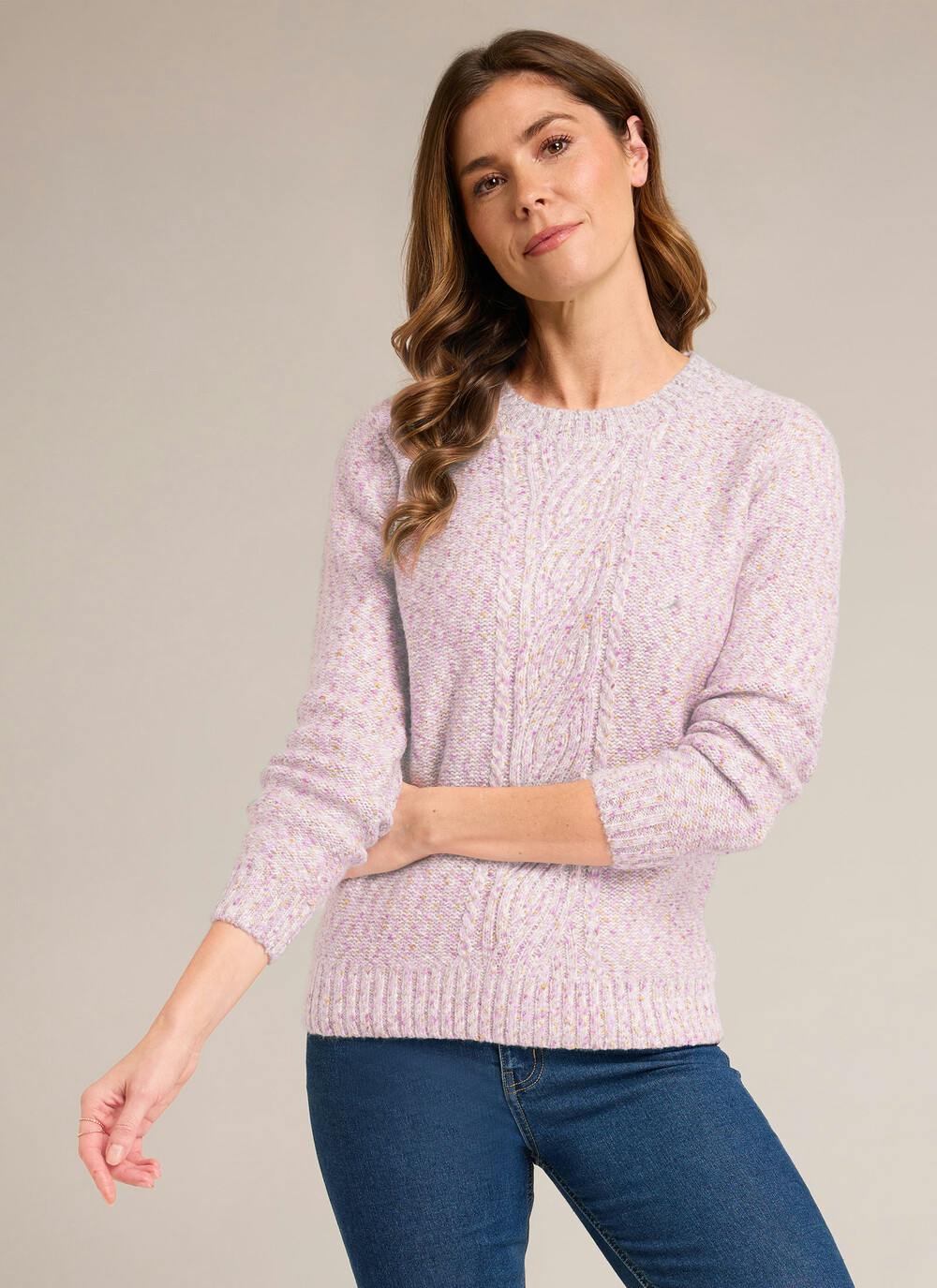 Cable Nep Knit Crew Neck Jumper | EWM