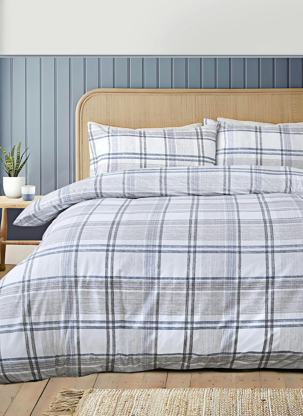 Check Print Soft Touch Grey Duvet Set | EWM