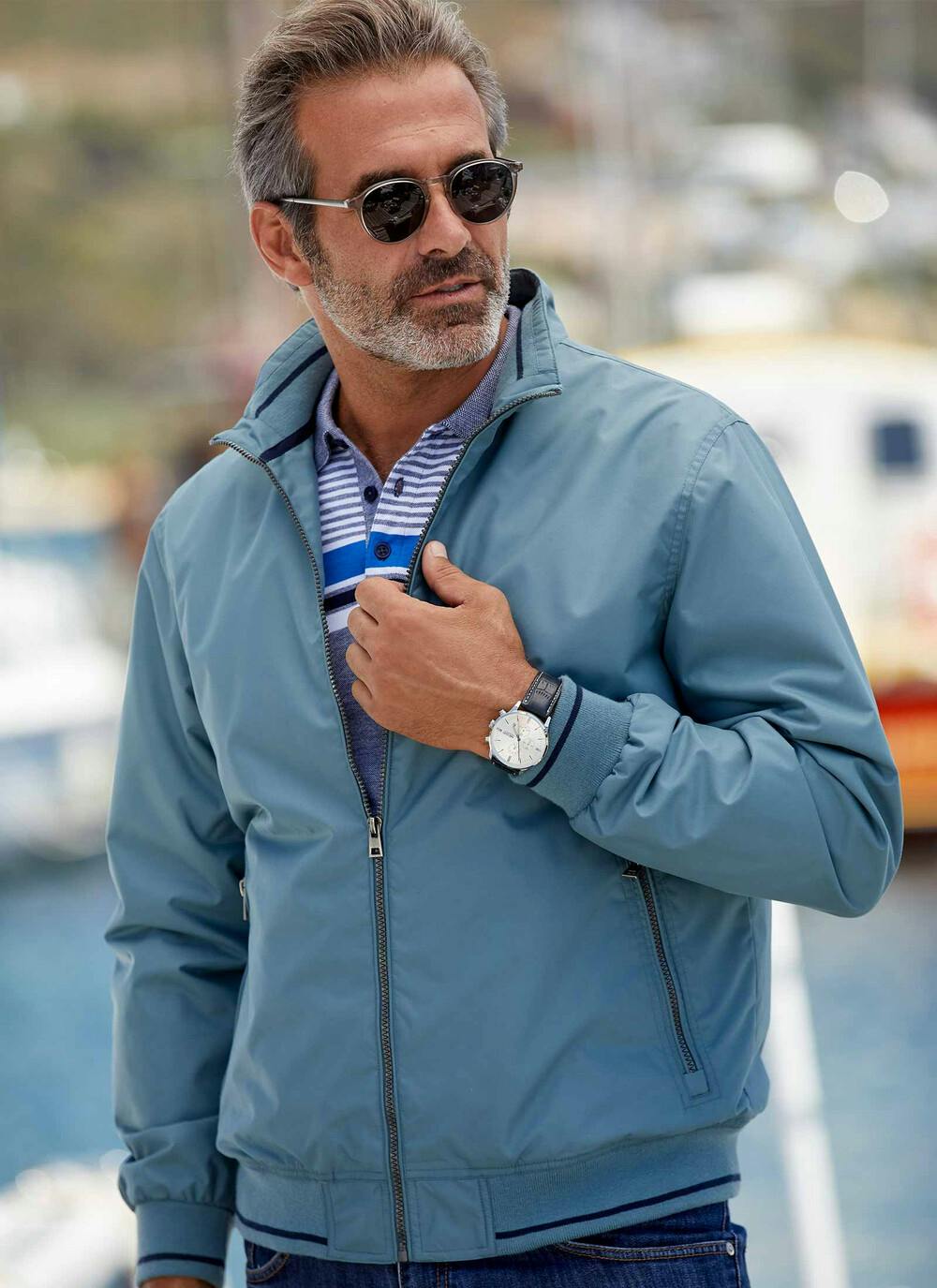 Male James Pringle Water Resistant Jacket | Mid Blue | EWM | EWM