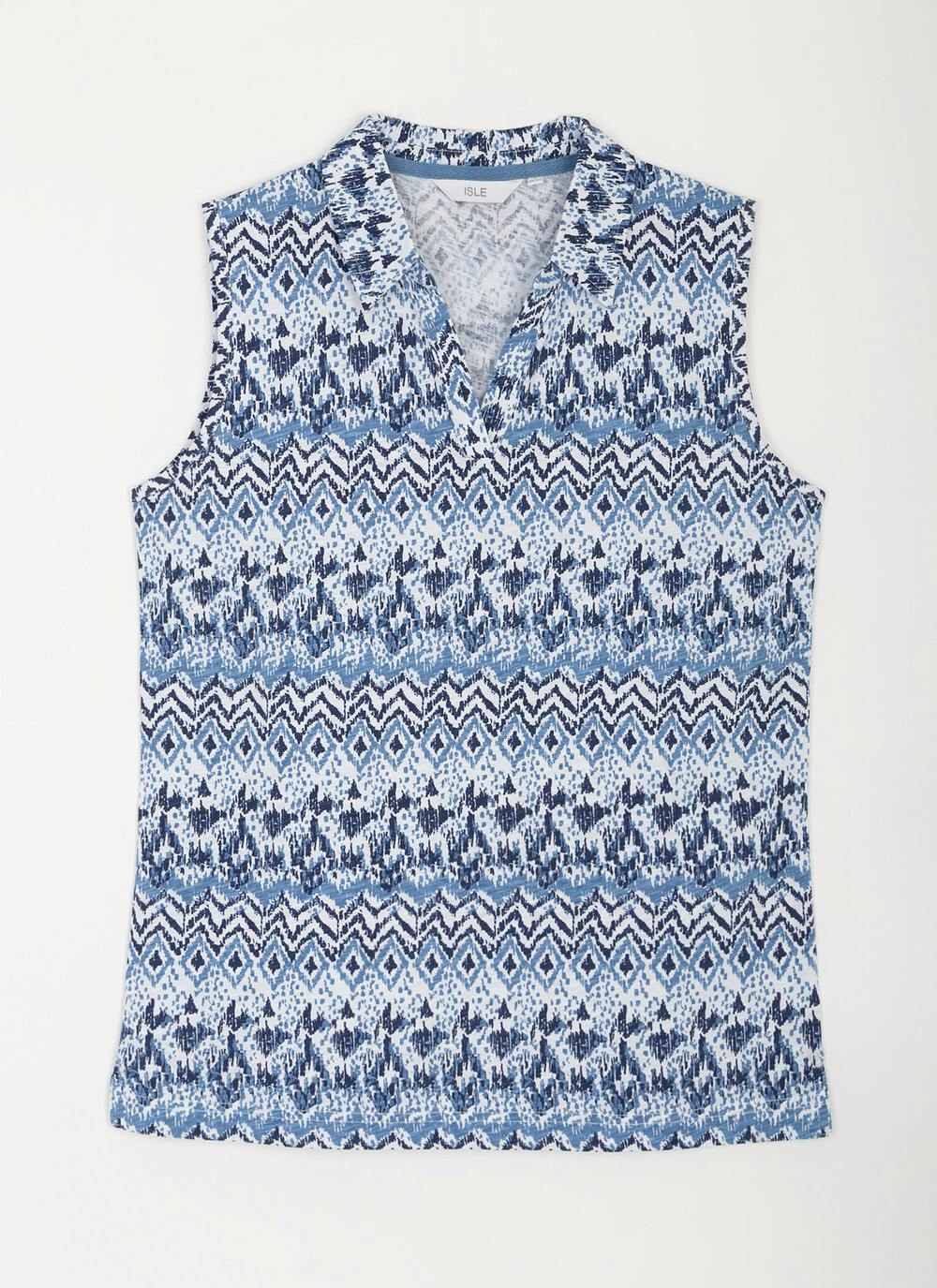 Pure Cotton Open Collar Printed Vest | EWM