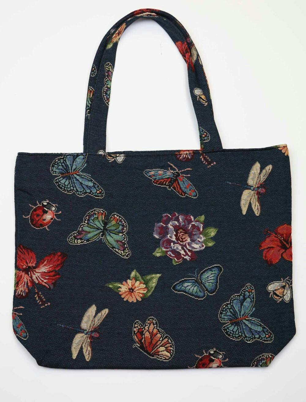 Female Isle Print Tote bag | Mid Navy Stewart Tartan | EWM | EWM