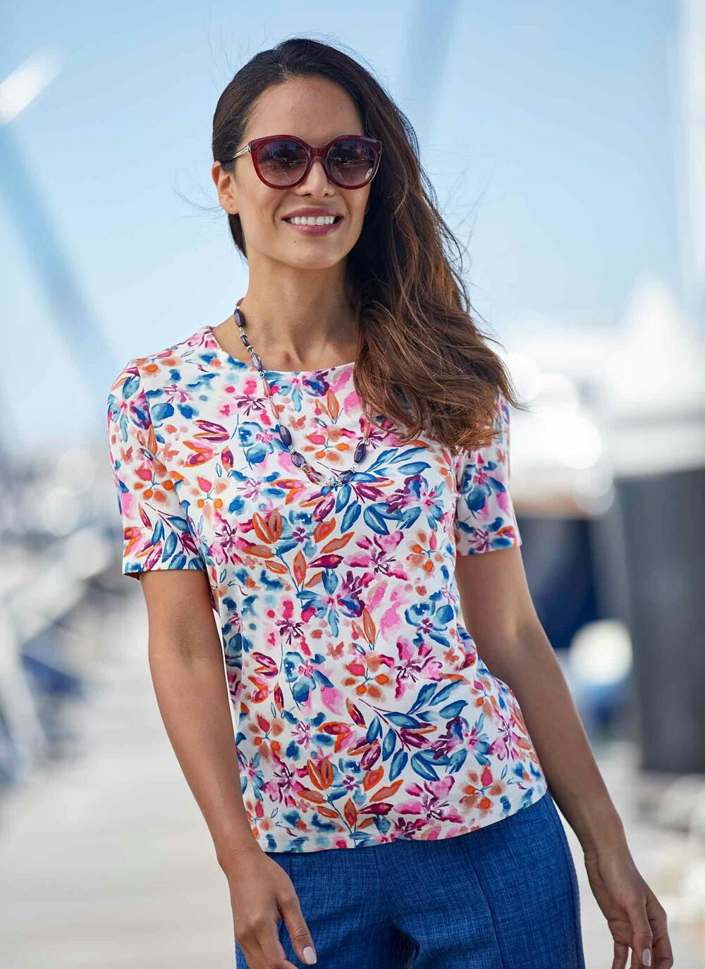 Honor Millburn TOP SS VE NLACE ANGE | Bright Pink | EWM | EWM