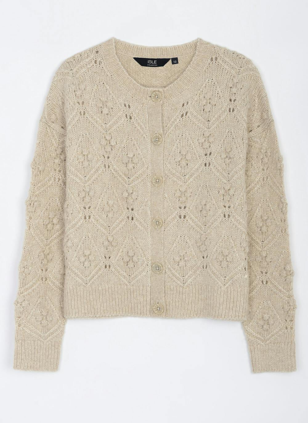 Wool Blend Textured Cardigan | EWM