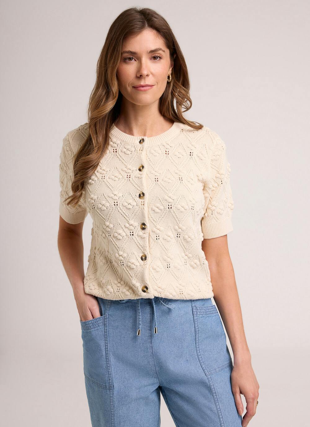 Pure Cotton Stitch Detail Cardigan | EWM