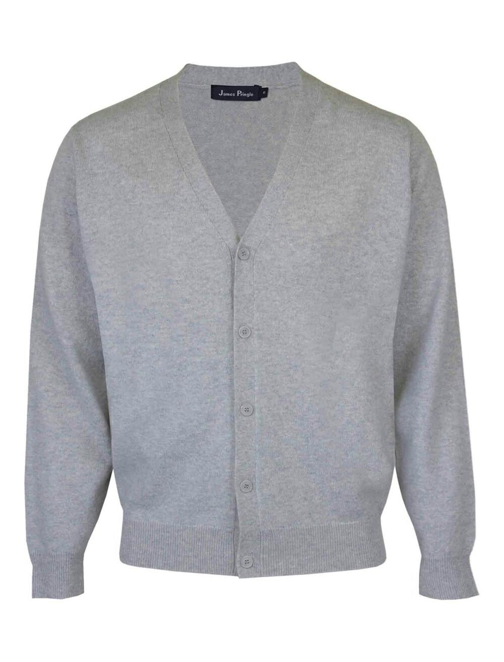 Male Lochmere Cashmere V Neck Cardigan | Grey | EWM | EWM