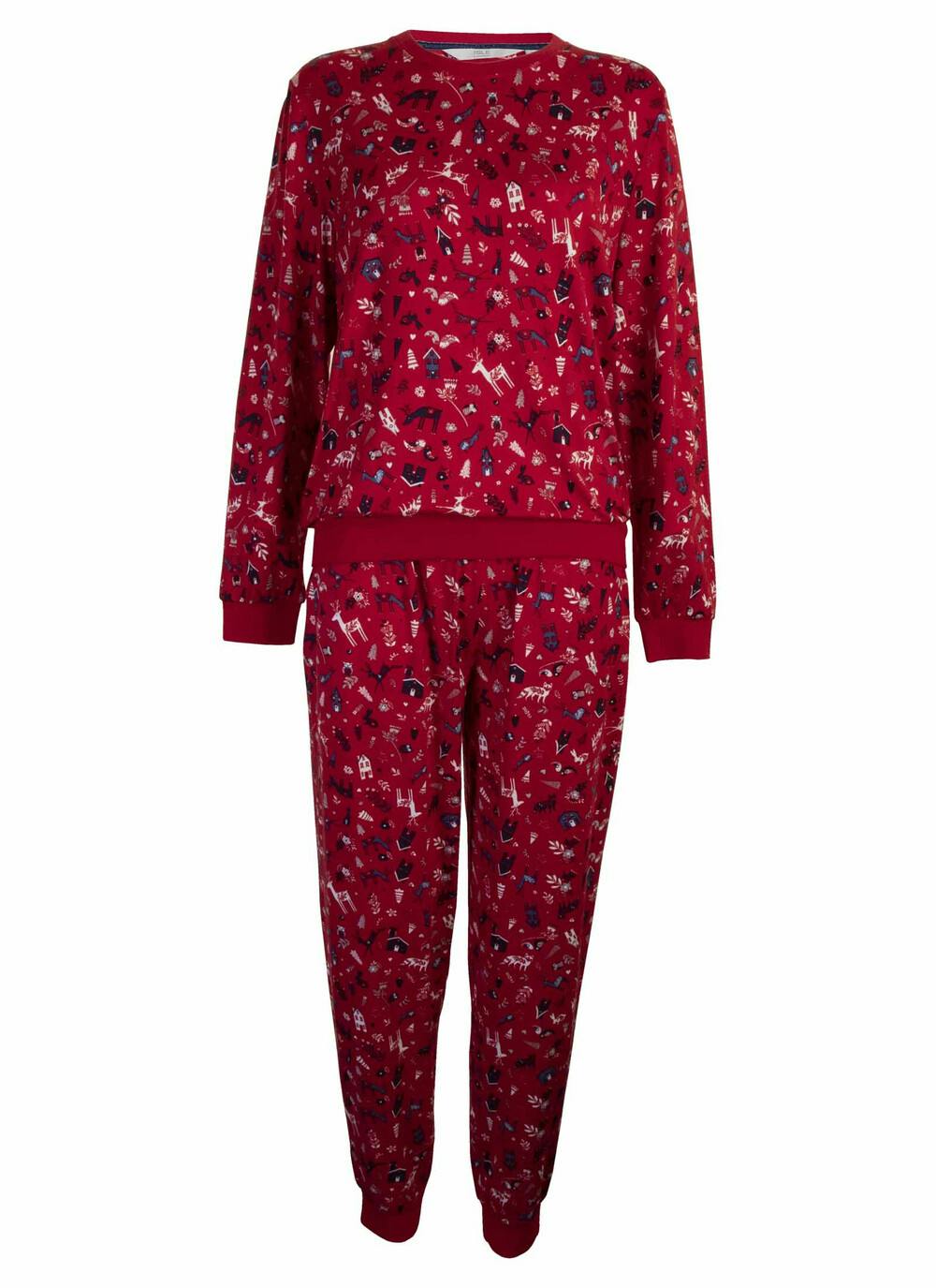 Female Isle Print Pyjamas | Dark Red | EWM | EWM